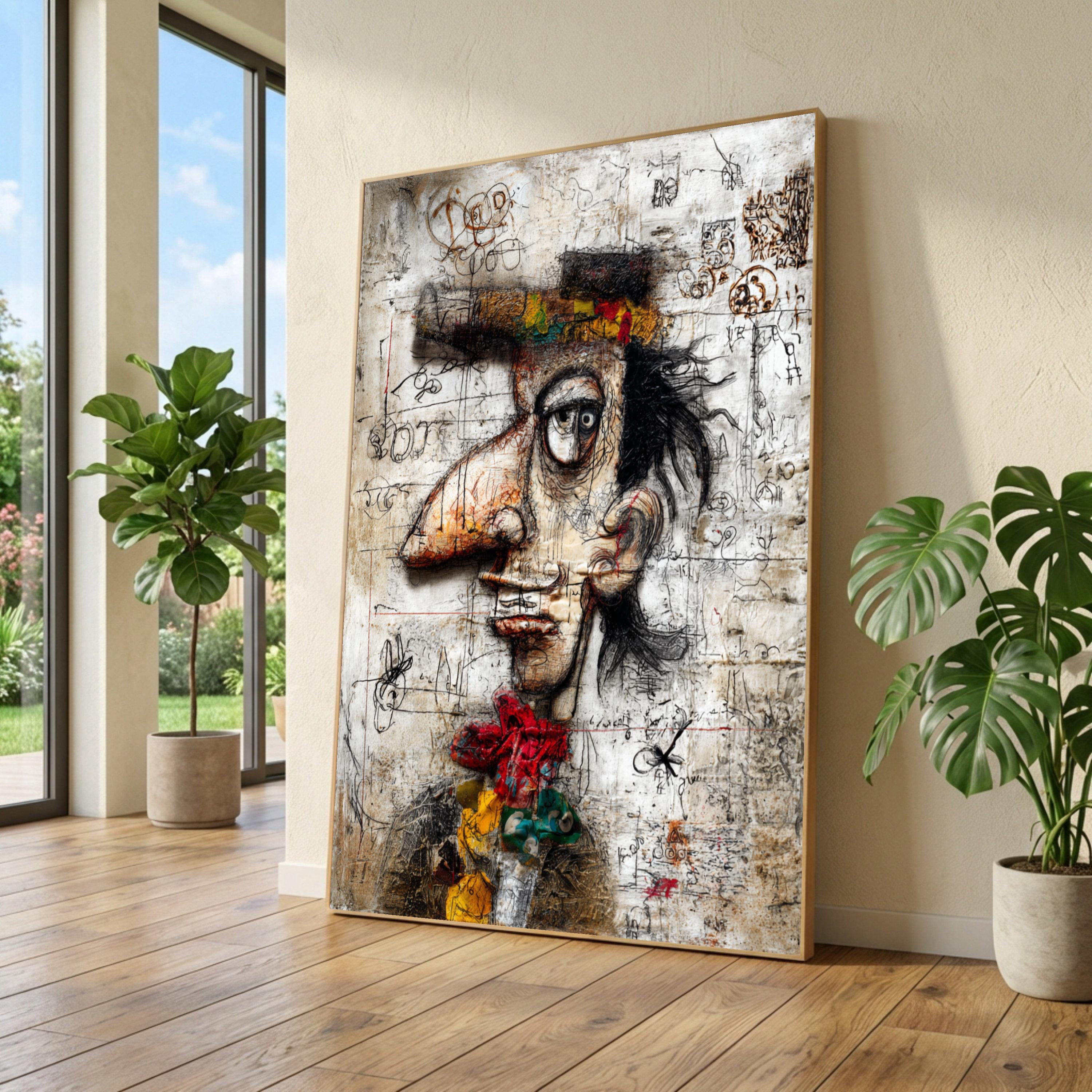 Abstract Portrait Surreal Face Drawing Expressionist Illustration ...