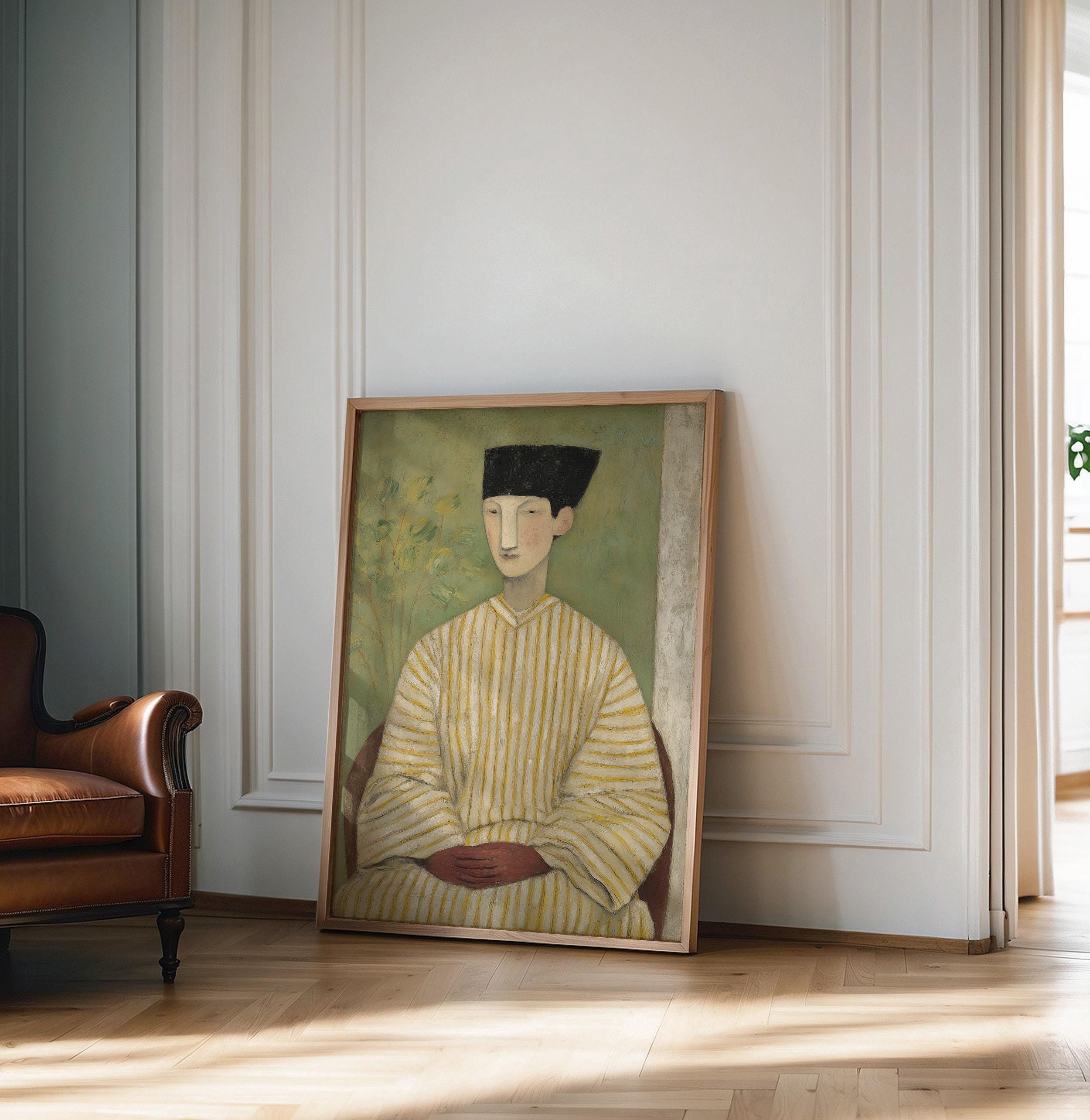 Abstract Portrait Wall Art Minimalist Figurative Painting Print Earthy ...