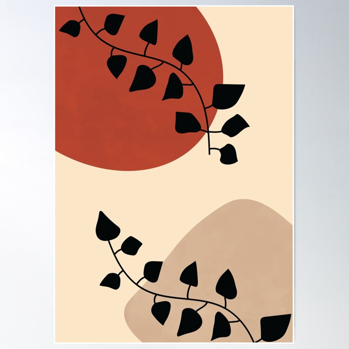 Abstract Pothos Leaf, Boho Botanical, Neutral Art, Earth Tones Poster ...