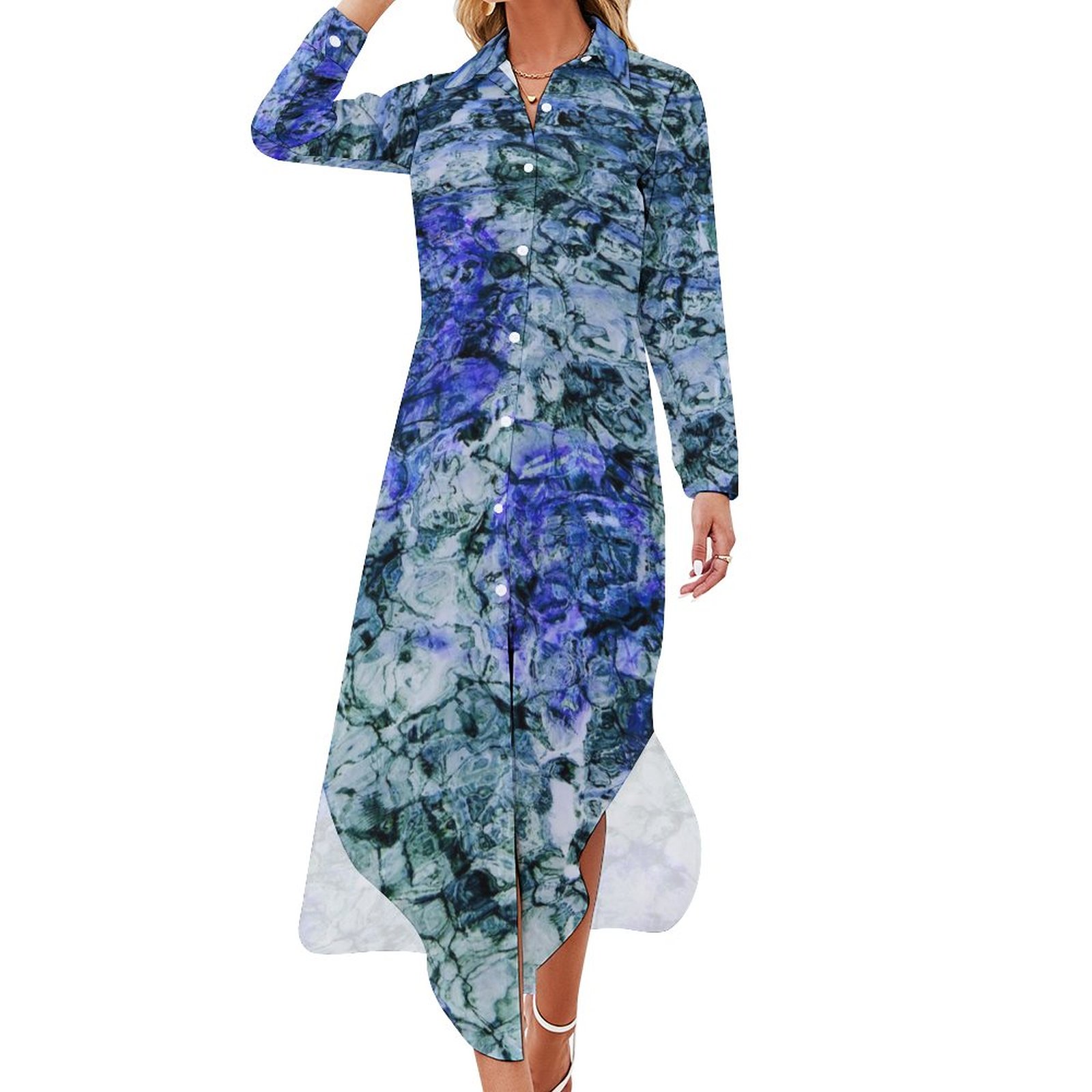 Abstract Print Casual Dress Mixed Color Tie-Dye Fashion Dresses Sexy V ...