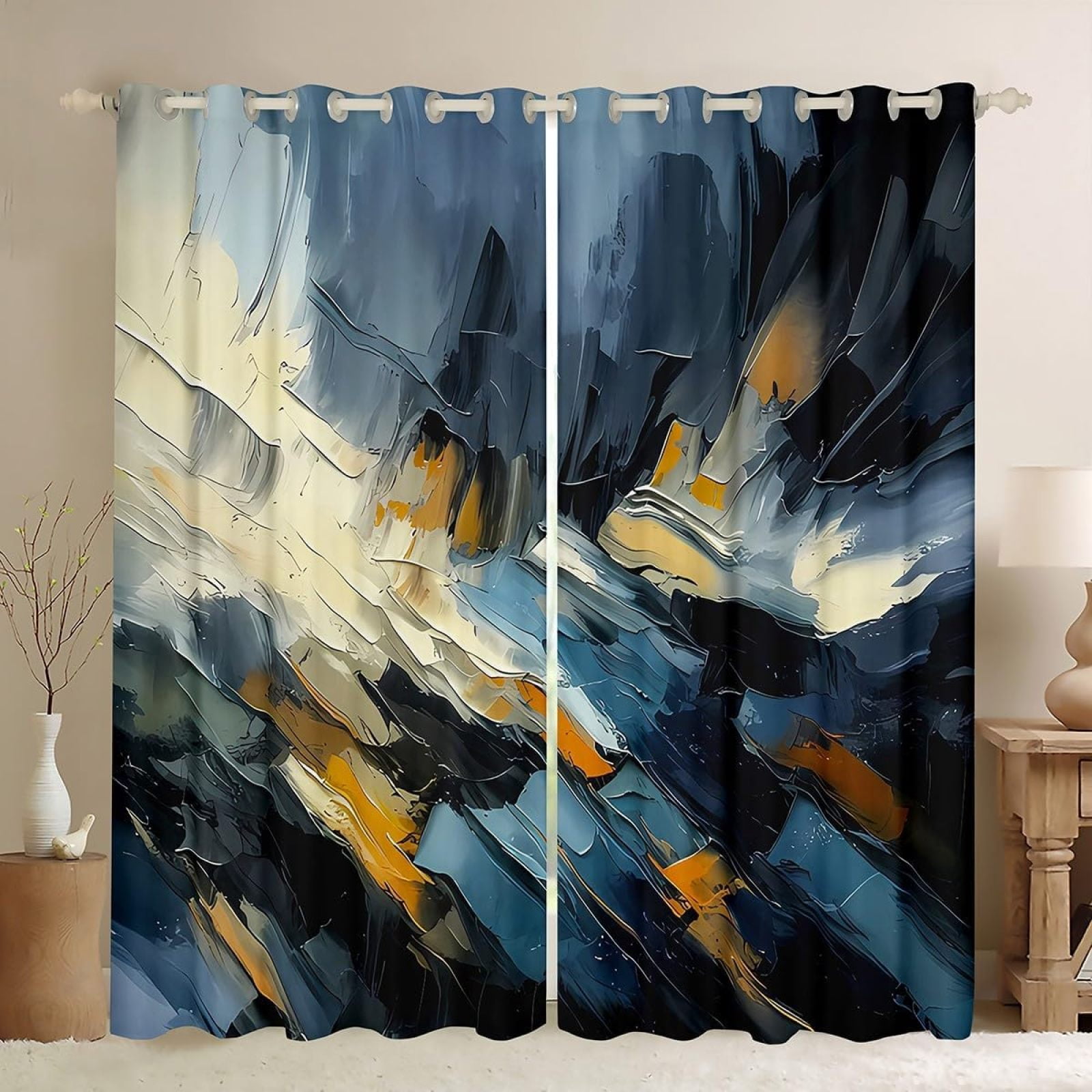 Abstract Print Curtains For Bedroom Living Room Art Design Blackout ...