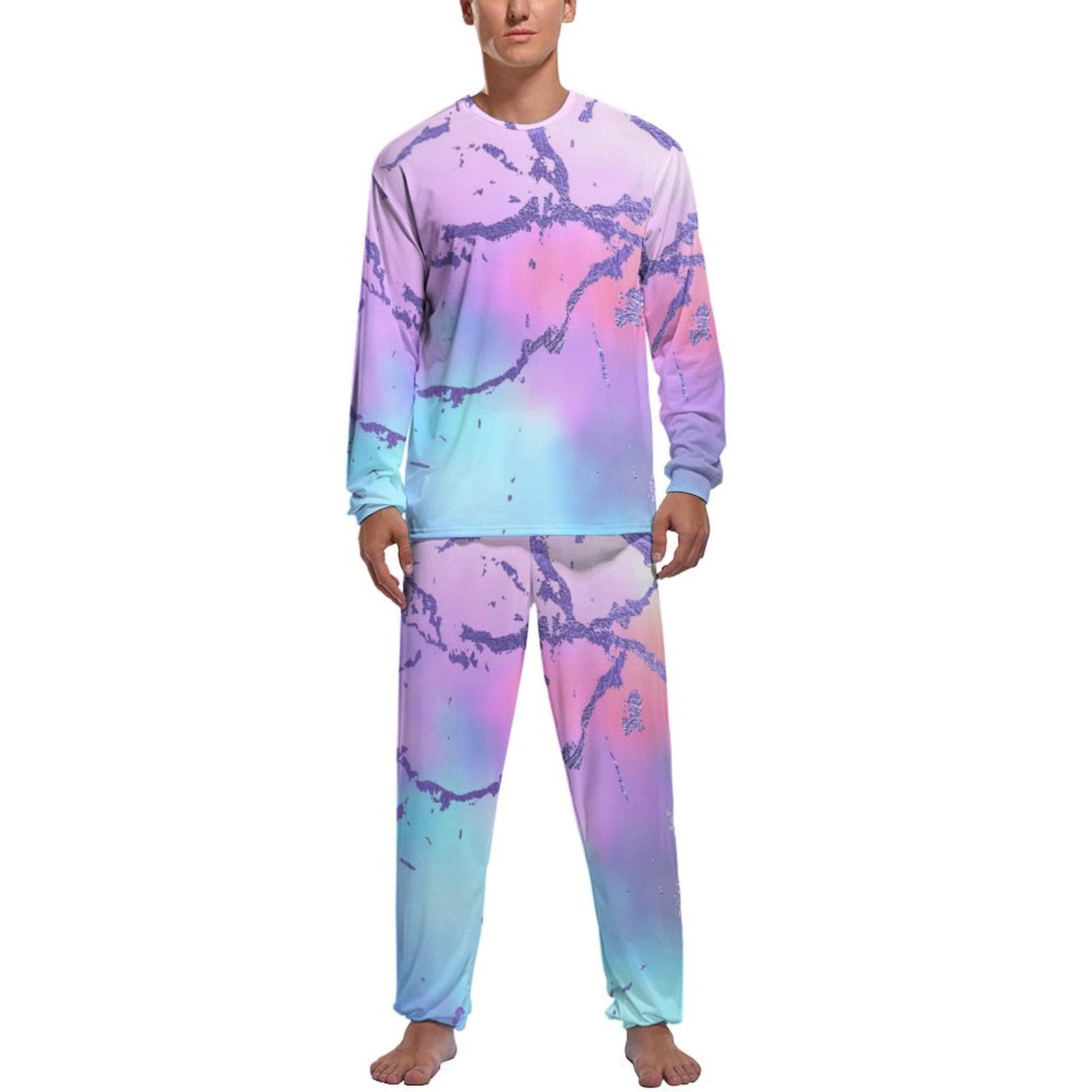 Abstract Print Pajamas Male Colorful Tie-Dye Retro Home Suit Winter ...