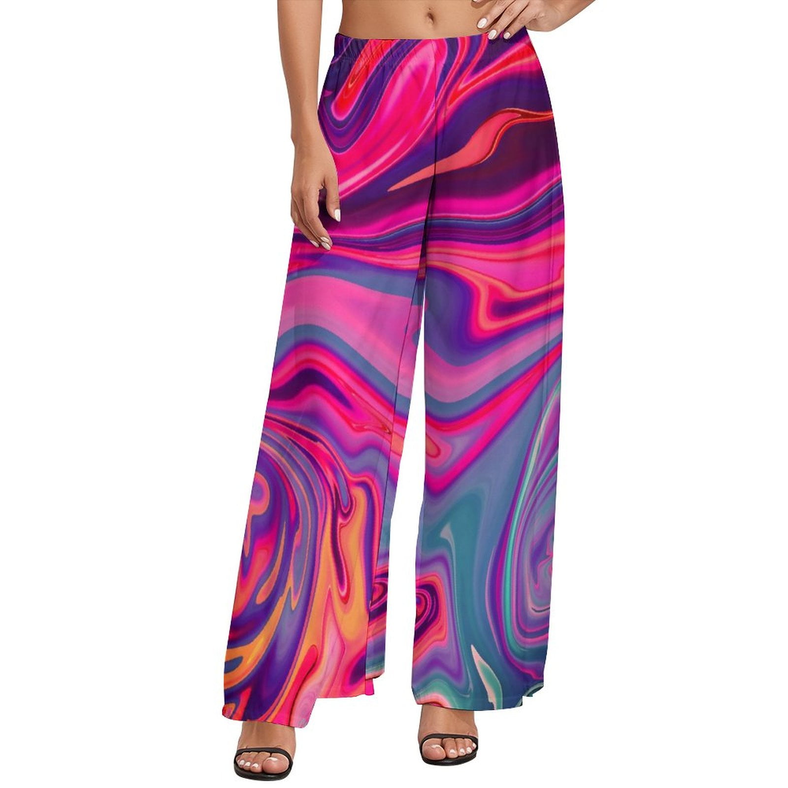 Abstract Print Pants Modern Colorful Paint Streetwear Straight Wide ...