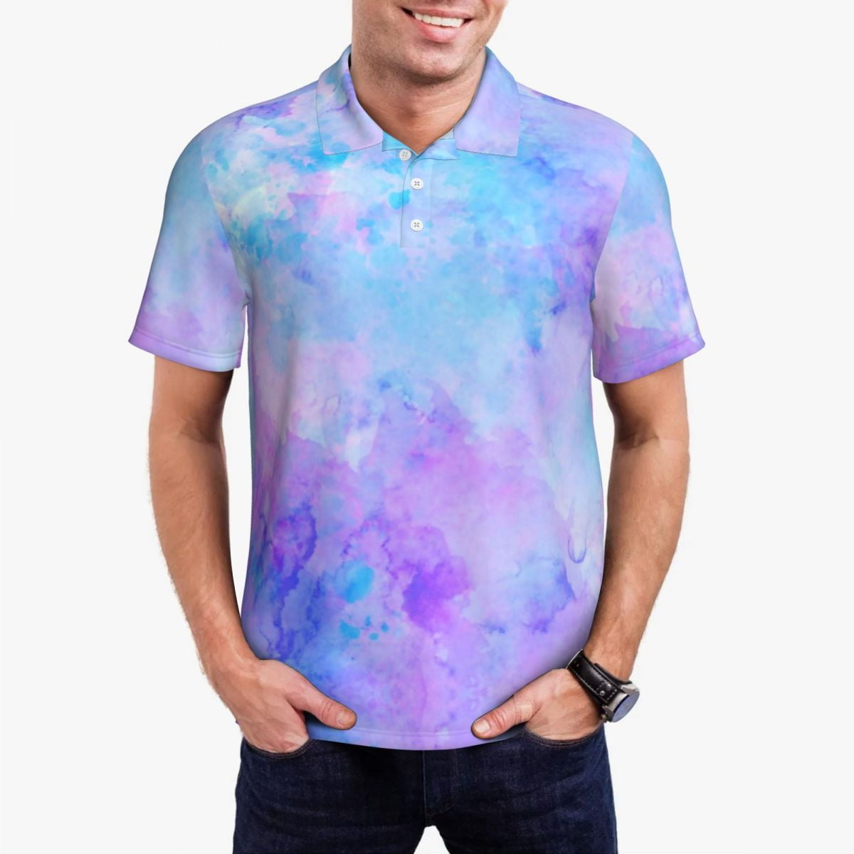 Abstract Print Polo Shirts Pastel Casual Shirt Date Street Style T ...