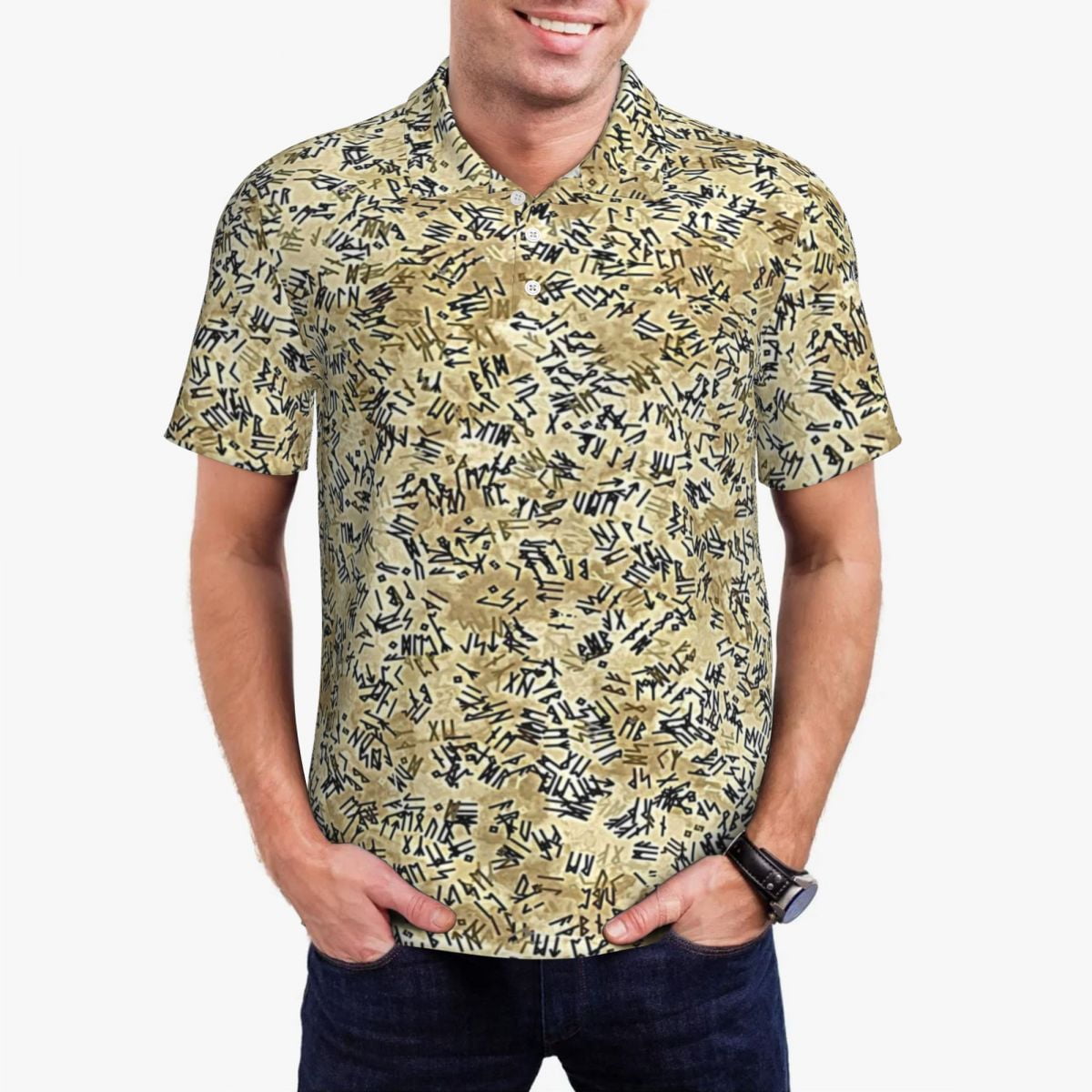 Abstract Print Polo Shirts Pastel Casual Shirt Date Street Style T ...