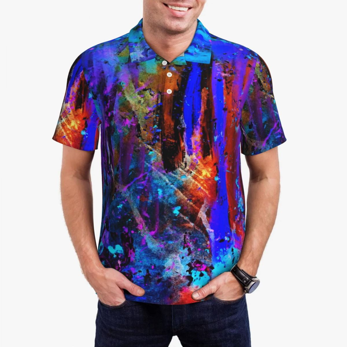 Abstract Print Polo Shirts Pastel Casual Shirt Date Street Style T ...