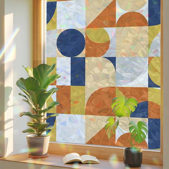 Abstract Privacy Window Film, Decorative Stained Glass Window Film ...