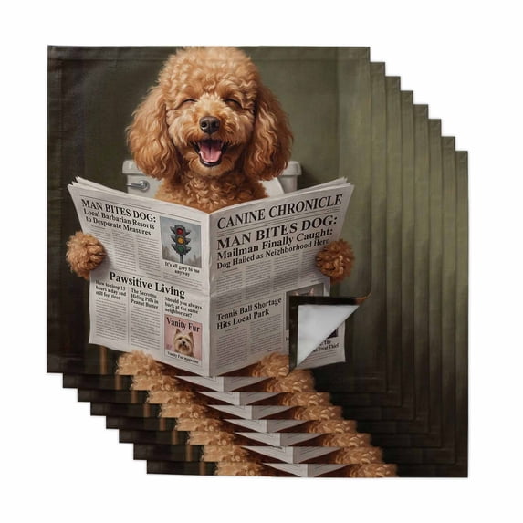 Abstract Puppy Cloth Napkins, Cute Dogs Reading Newspaper Toilet ...