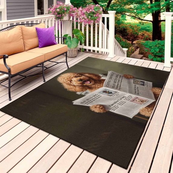 Abstract Puppy Outdoor Rug for Patio/Deck/Porch, Non-Slip Large Area ...