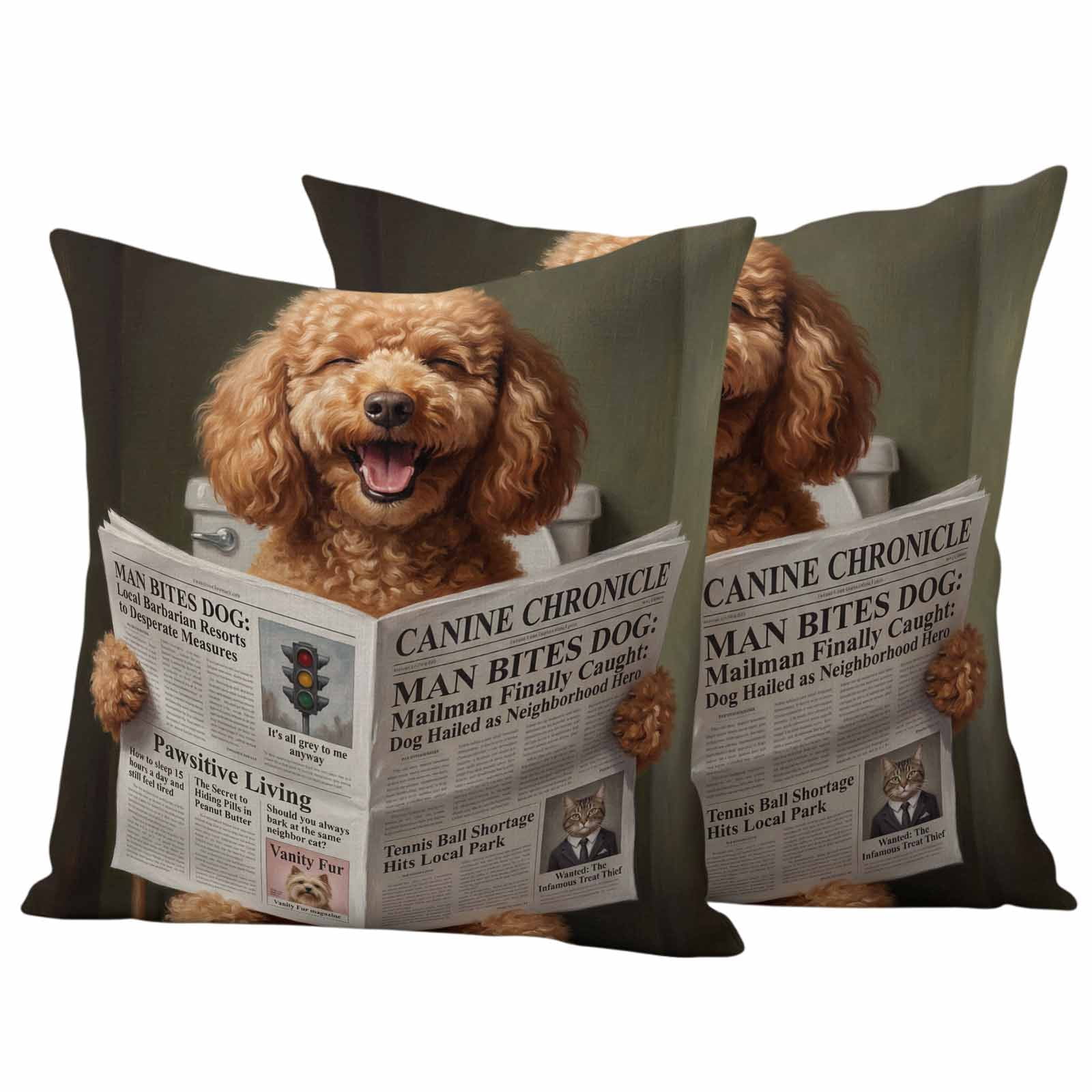 Abstract Puppy Outdoor Waterproof Pillow Covers, Cute Dogs Reading ...