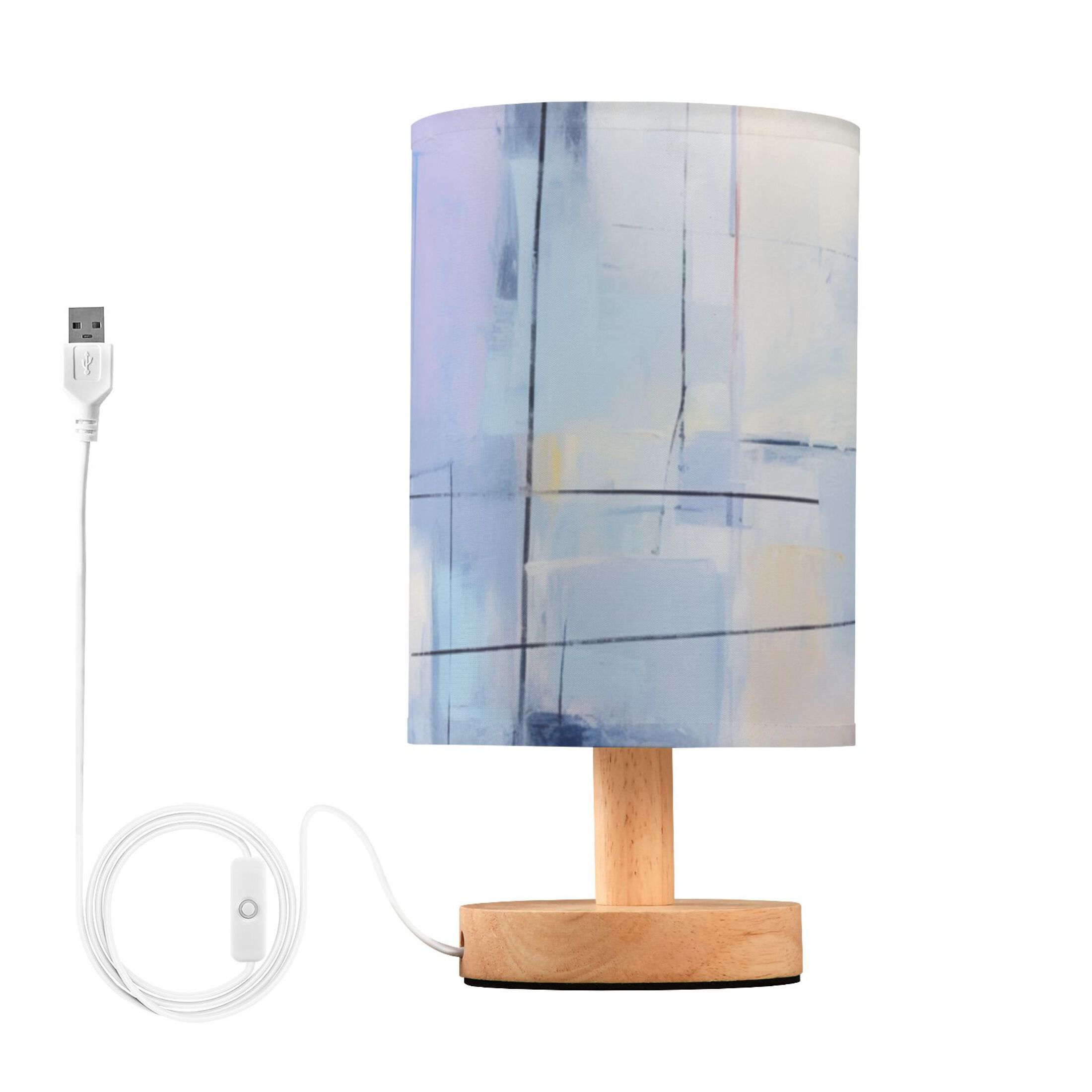 Abstract Purple Bedside Table Lamp LED Warm Lights with USB Charging ...