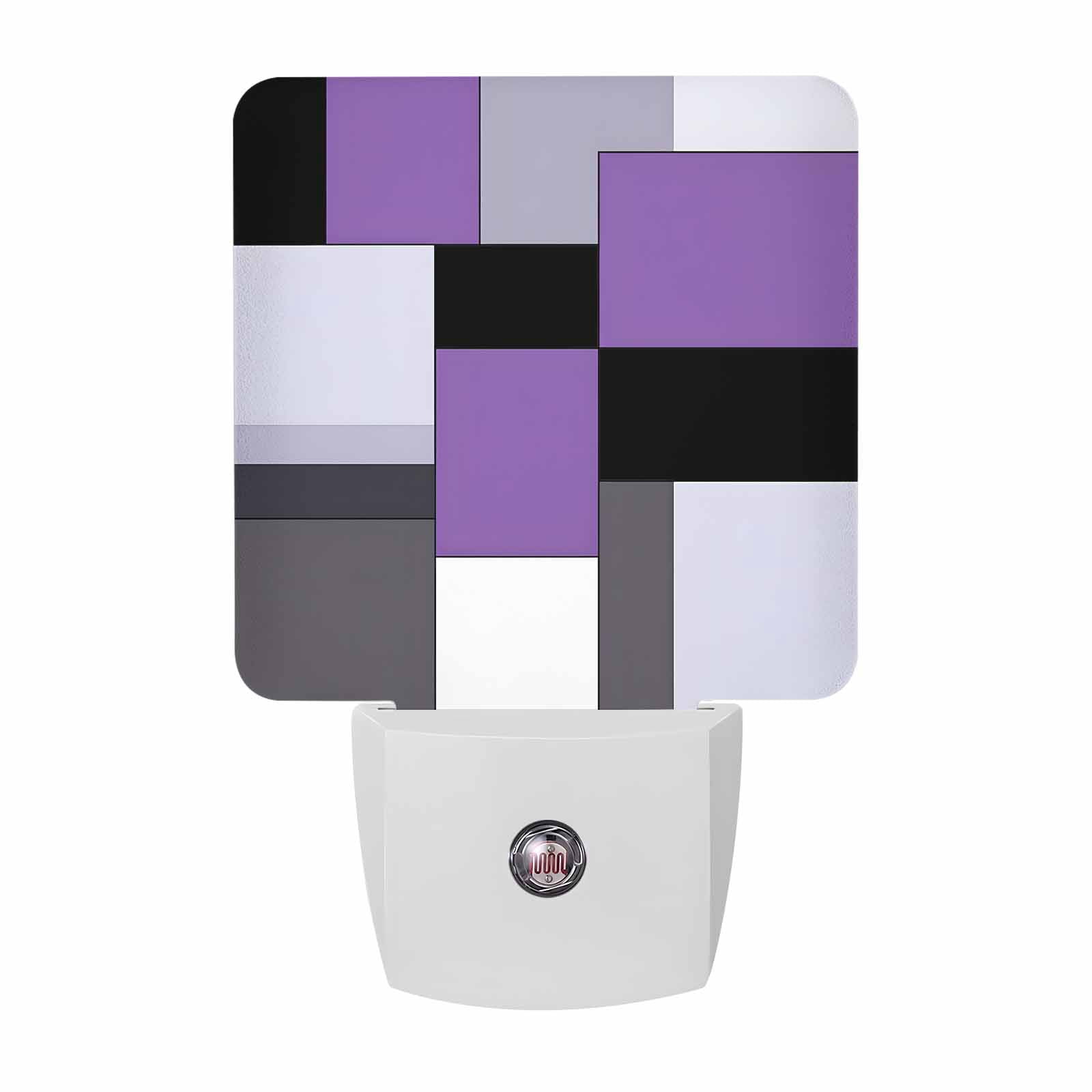 Abstract Purple Black Geometric Plug-in LED Night Lights Patchwork Art ...