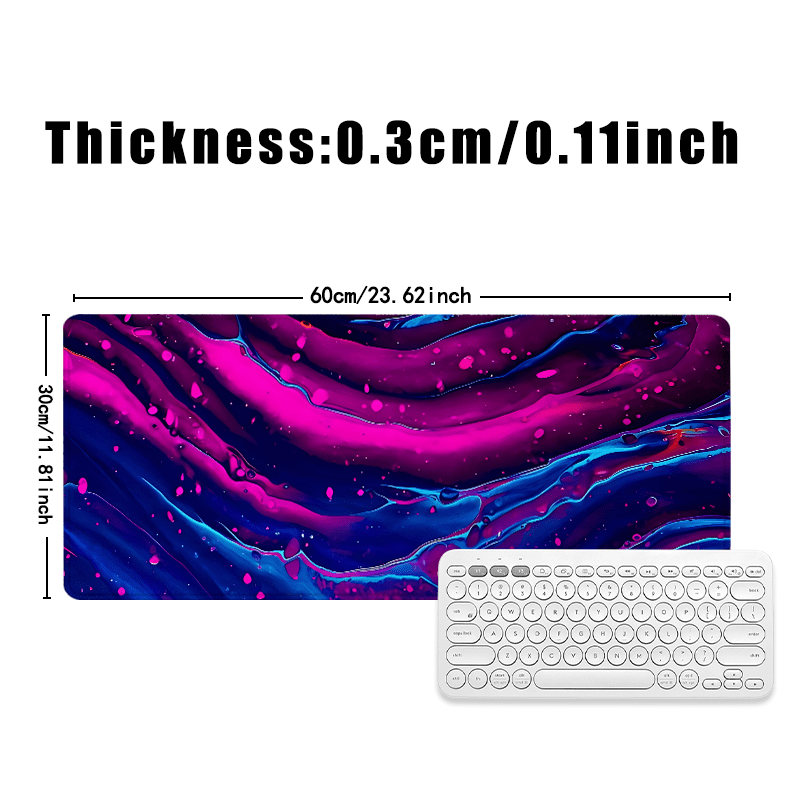 Abstract Purple Blue Wave Mouse Pad 31.5 x 11.82 inches Rubber Desk Mat ...