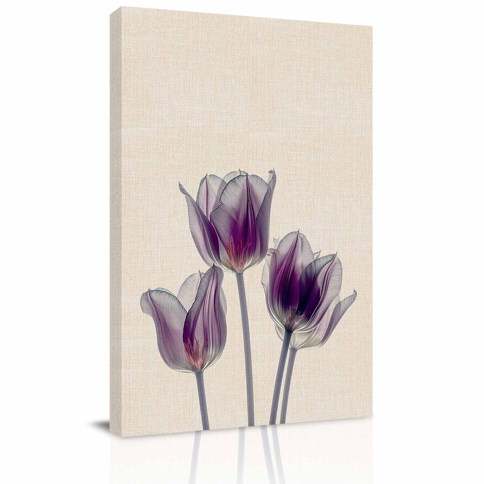 Abstract Purple Canvas Wall Art for Living Room, Tulip Ray Beige ...
