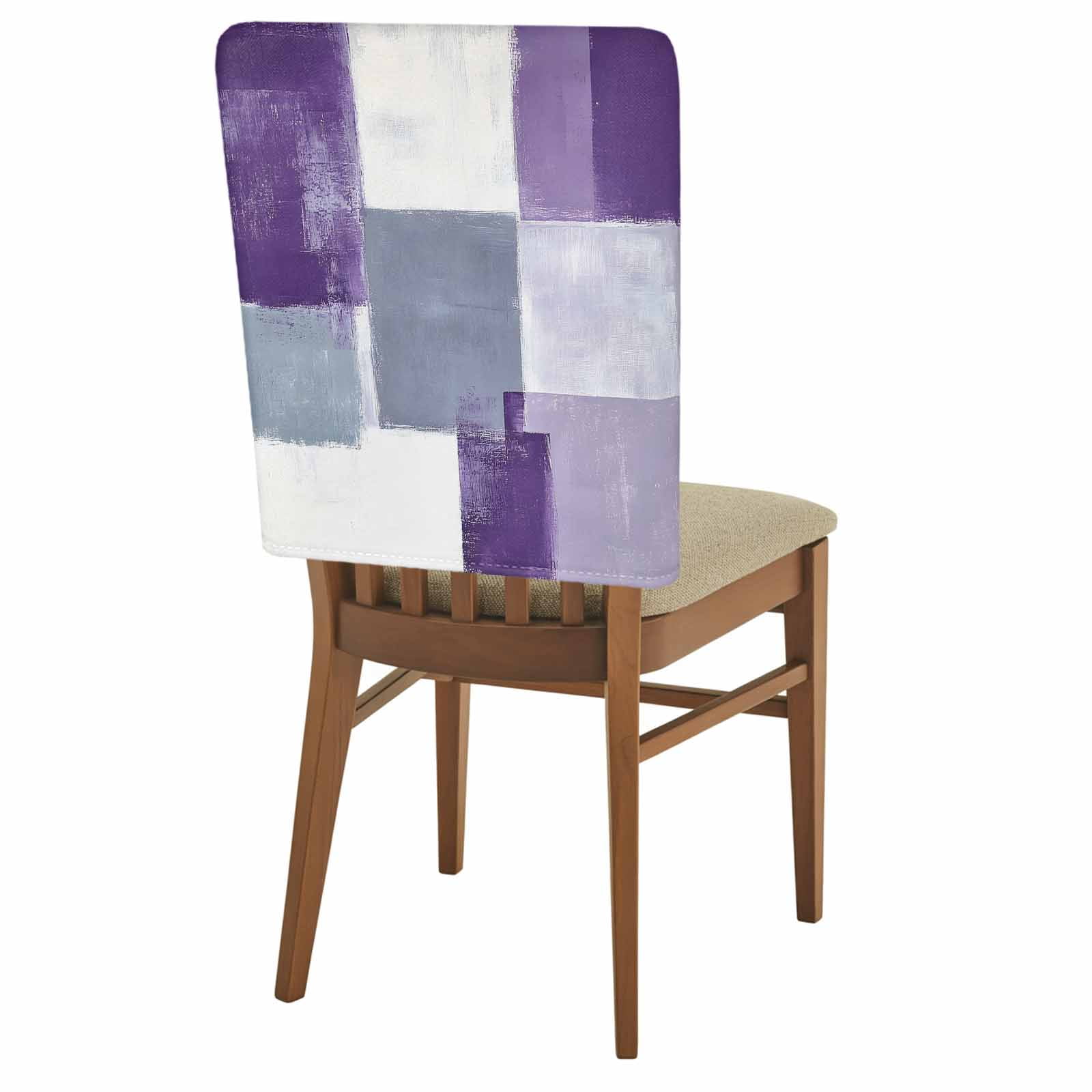 Abstract Purple Chair Back Covers Set of 6, Gray Mottled Graffiti Color ...