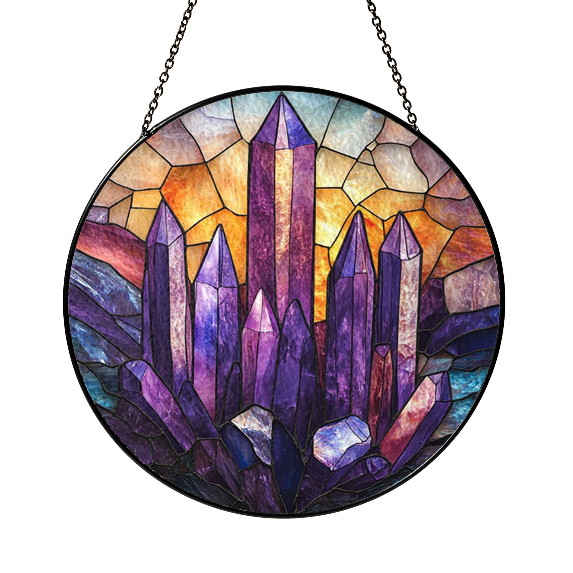 Abstract Purple Crystal Stained Glass Window Decor Suncatcher1901 ...