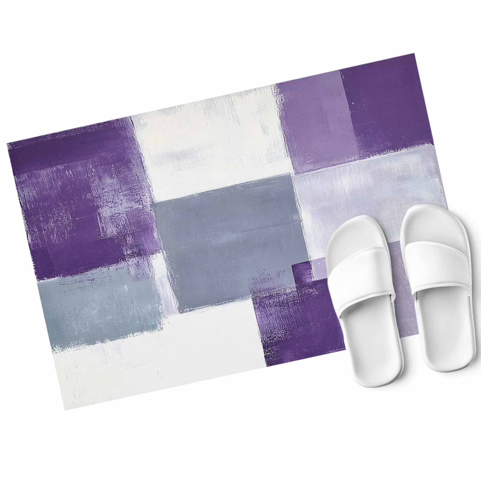 Abstract Purple Door Mat Gray Mottled Graffiti Color Block Modern Art ...