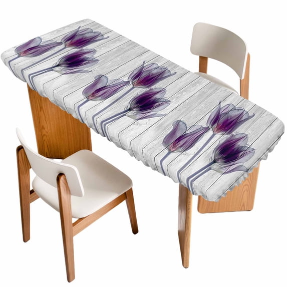 Abstract Purple Fitted Rectangle Tablecloth 32" x 96" Tulip Ray Wood ...