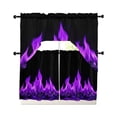 Abstract Purple Flame Kitchen Curtains Set for Windows 3 Piece Cafe ...