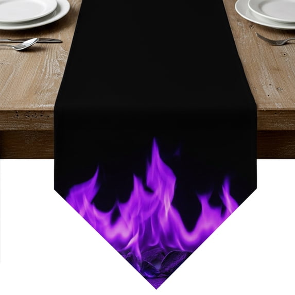 Abstract Purple Flame Table Runner Linen Burlap Table Runner 72 Inches ...