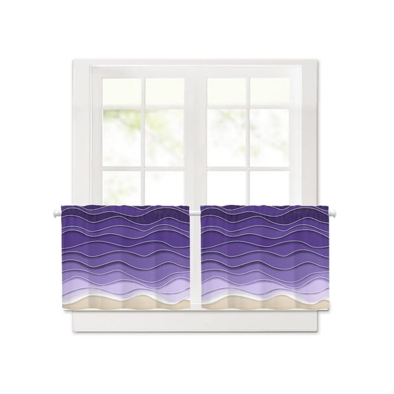 Abstract Purple Gradient Geometric Stripes Short Blackout Curtains 24 ...