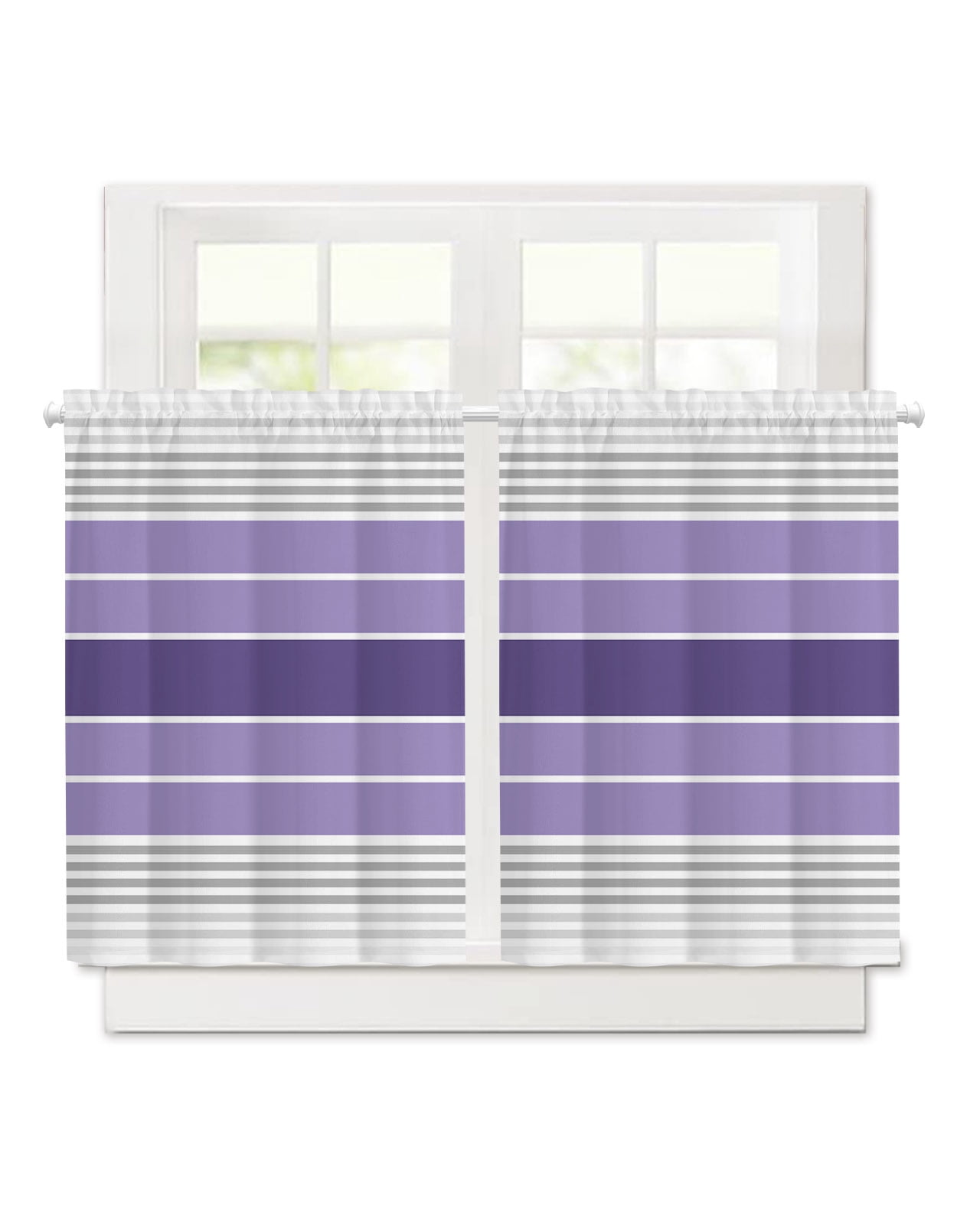 Abstract Purple Gray Ombre Line Short Blackout Curtains 36 Inch Long ...