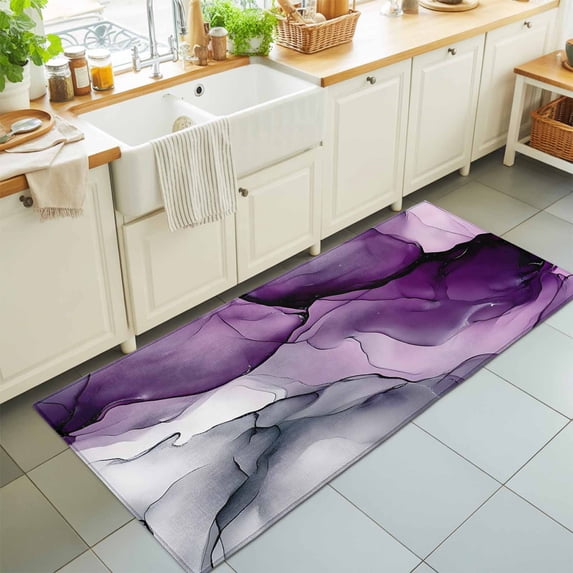 Abstract Purple Gray Ombre Rectangle Area Rug 2x6ft,Living Room Rug Non ...