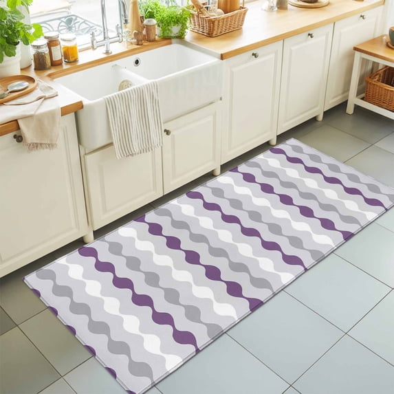Abstract Purple Gray Wavy Stripes Rectangle Rug 2'x6' Modern Morocco ...