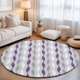 Abstract Purple Gray Wavy Stripes Round Rug 5ft Modern Morocco Texture ...