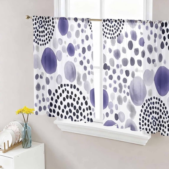 Abstract Purple Ink Dots Sheer Curtains 45 Inch Length 2 Panels Set ...