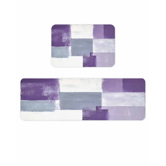 Abstract Purple Kitchen Mats for Floor 2 Piece, Gray Mottled Graffiti ...