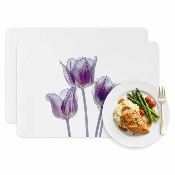 Abstract Purple Leather Placemats Set of 2, 12x18 Inch, Tulip Ray White ...