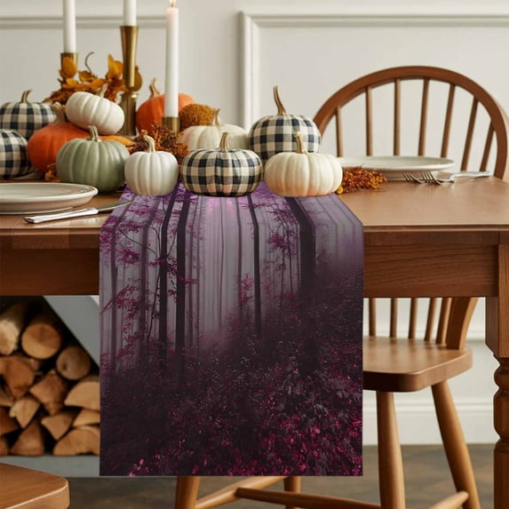 Abstract Purple Misty Purple Forest Table Runner 13x36in Non-Slip ...