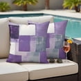 Abstract Purple Outdoor Throw Pillow Covers Set of 2, Gray Graffiti ...