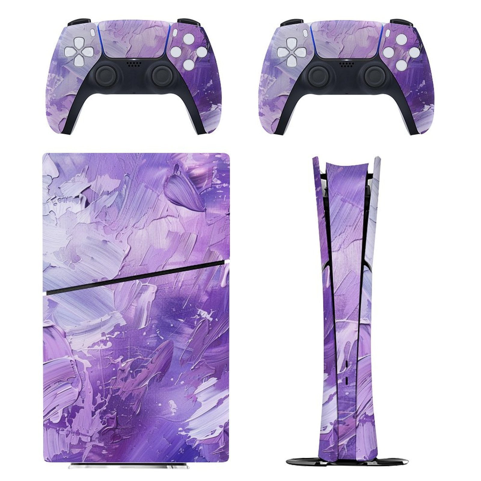 Abstract, Purple, Paint Brush Console Skin Bundle for PS5 Pro Slim Disc ...