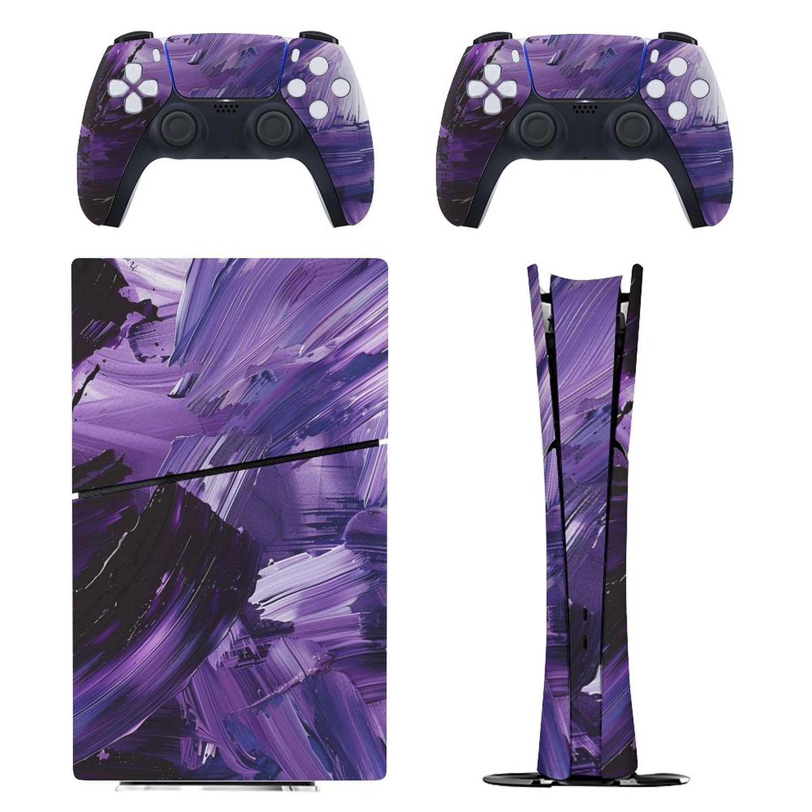 Abstract, Purple, Paint Brush Console Skin Bundle for PS5 Pro Slim Disc ...