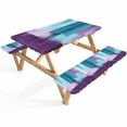 Abstract Purple Picnic Table Cover with Bench Covers Teal Mottled ...