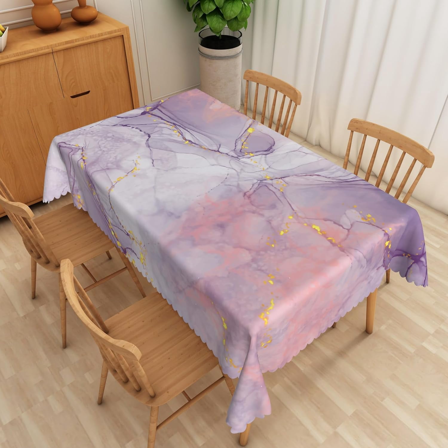 Abstract Purple Pink Marble Tablecloth,30x60 Inch Modern Luxury Golden ...