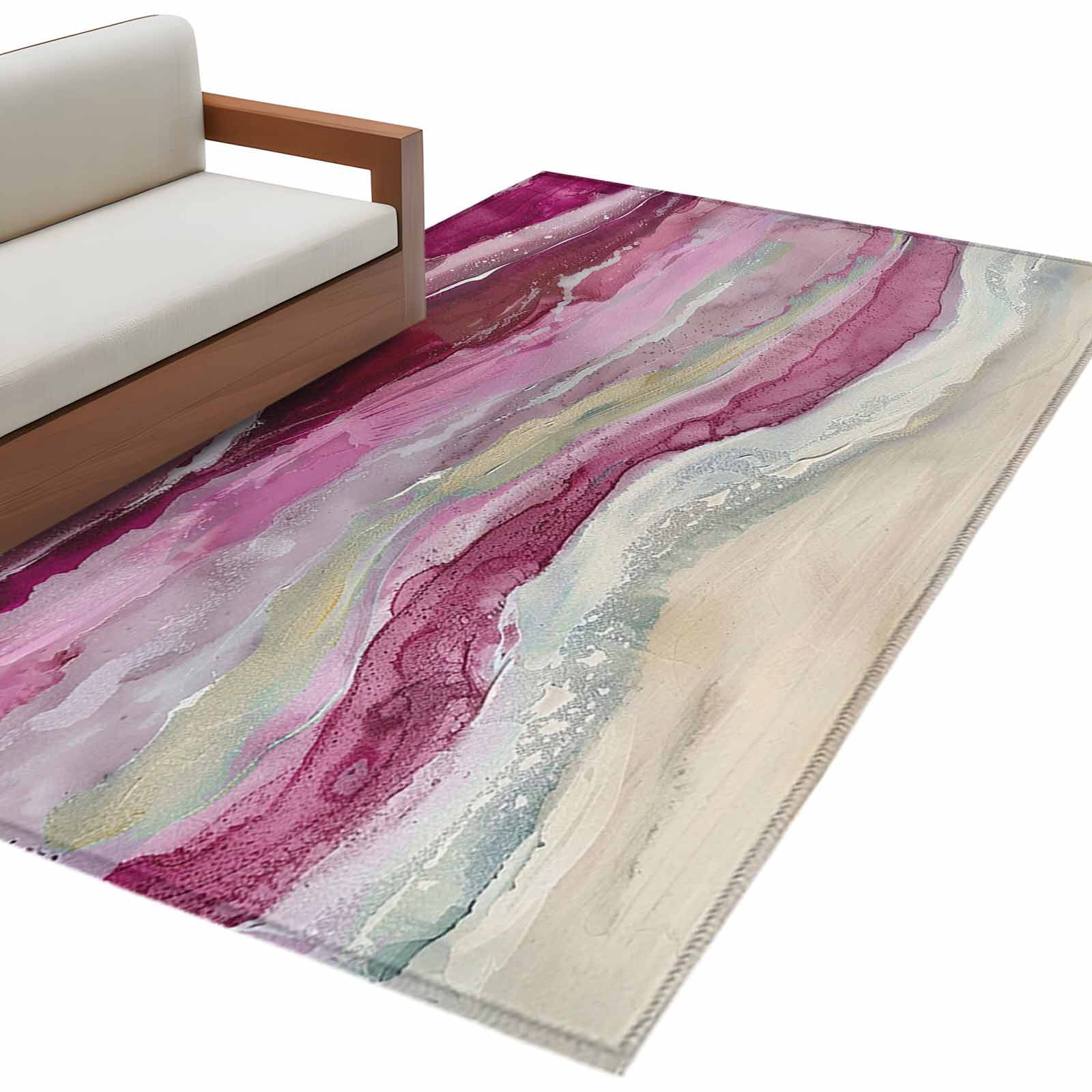 Abstract Purple Rectangle Area Rug 3x5 ft Gradient Beach Ocean Wave Oil ...