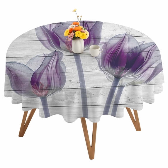 Abstract Purple Round Tablecloth 54 inches Tulip Ray Wood Grain ...