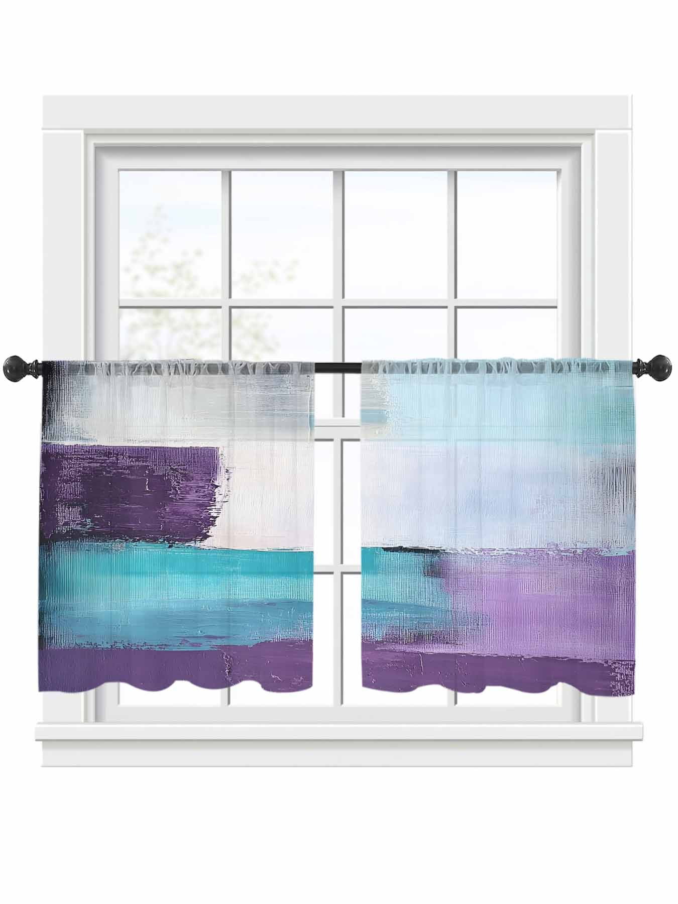 Abstract Purple Sheer Curtains for Living Room Bedroom, Light-filtering ...