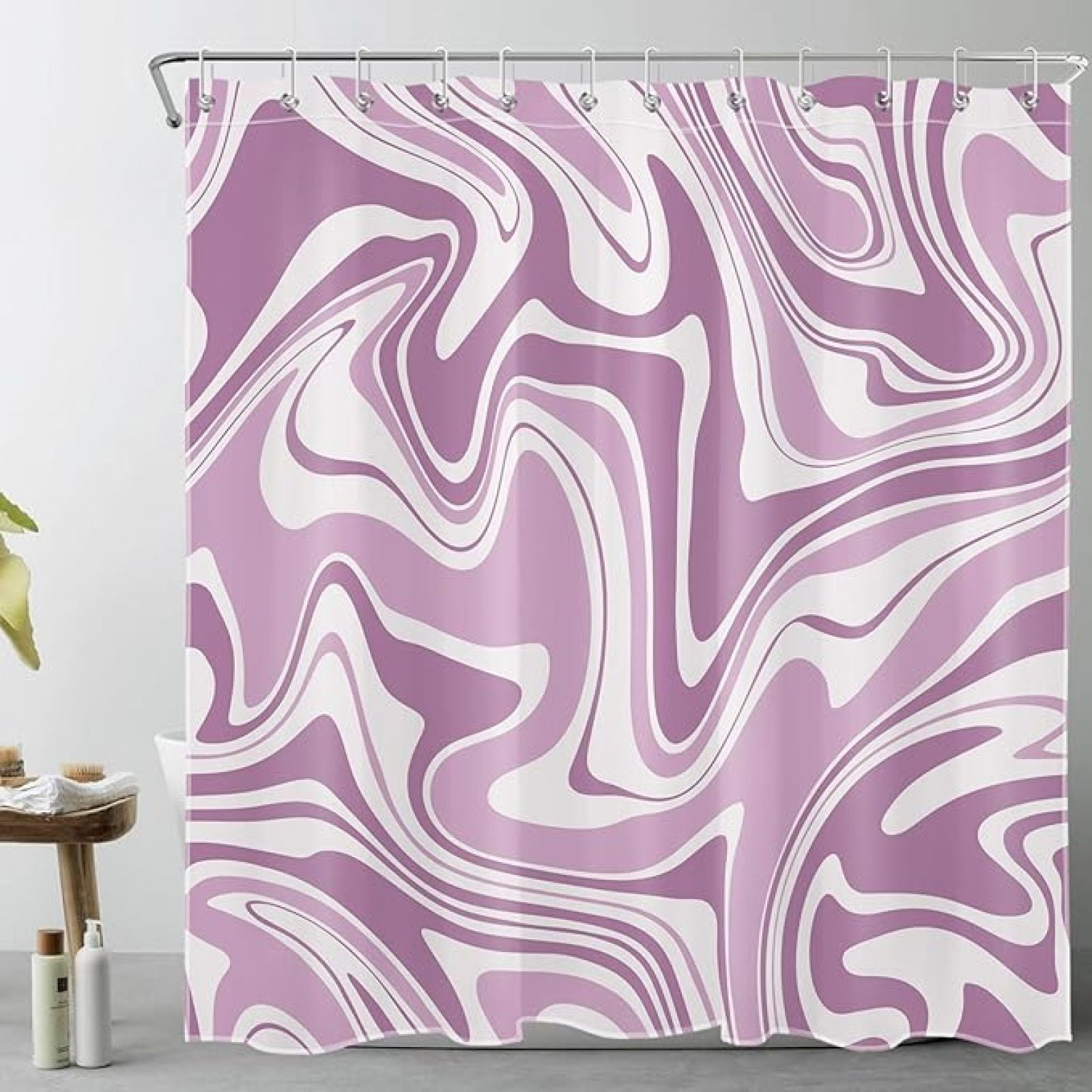 Abstract Purple Shower Curtain Purple And White Wavy Swirl Texture ...
