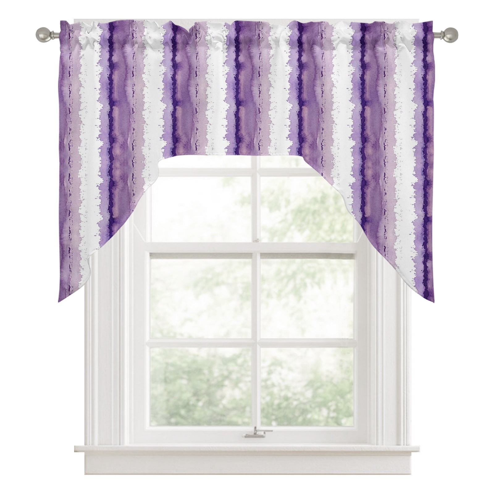 Abstract Purple Stripes Swag Valance for Windows, Dreamy Purple ...