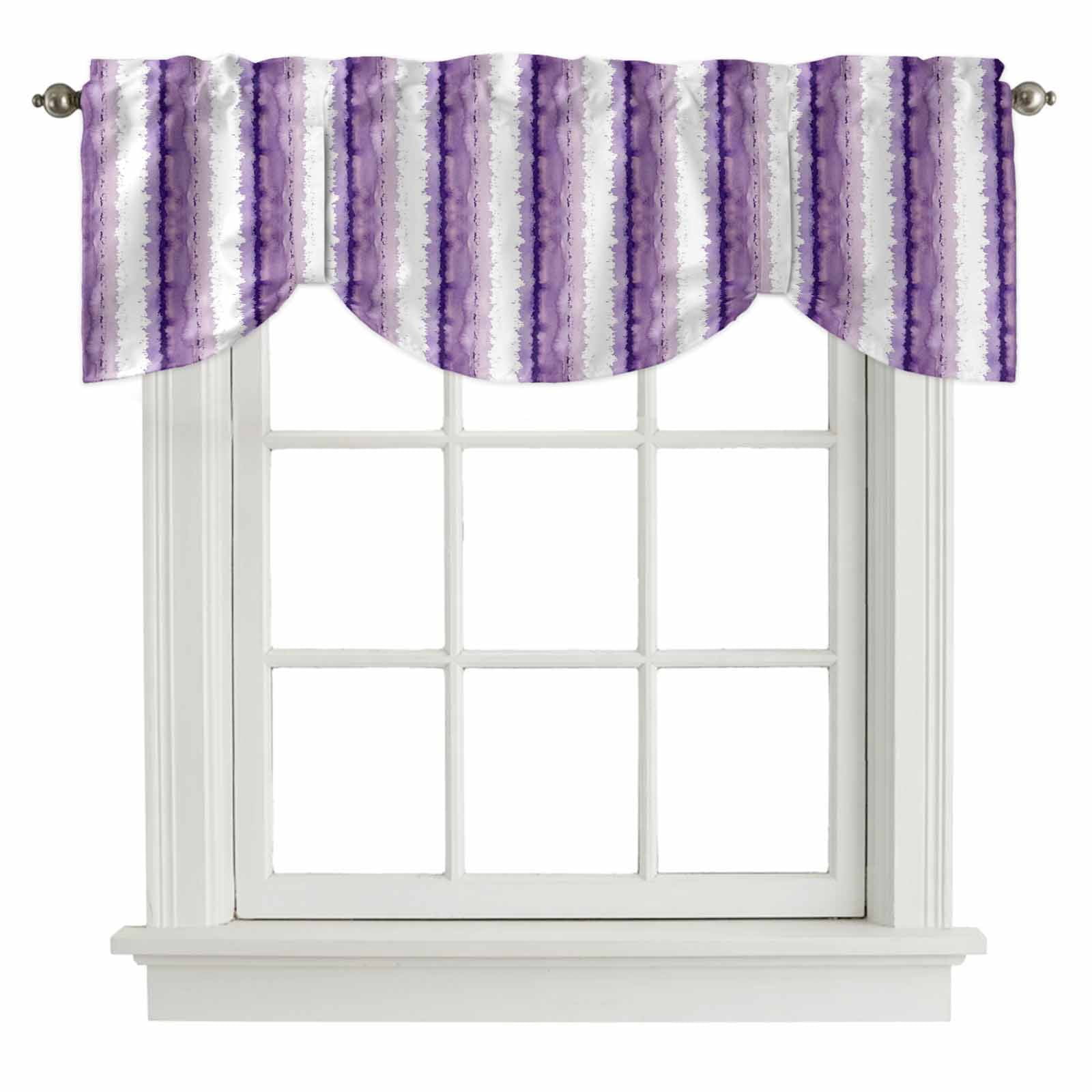 Abstract Purple Stripes Tie Up Valance Curtains Dreamy Purple Lavender ...