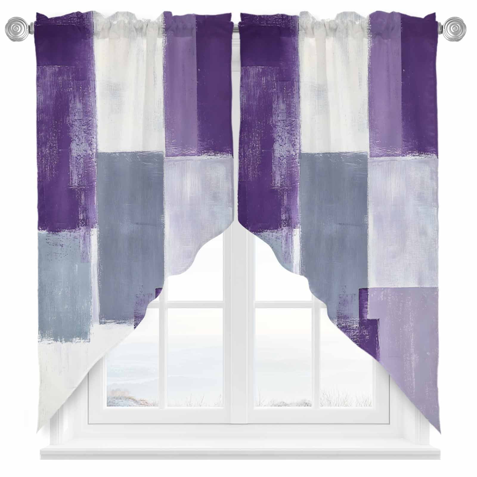 Abstract Purple Swag Curtain Valance for Windows, Gray Mottled Graffiti ...