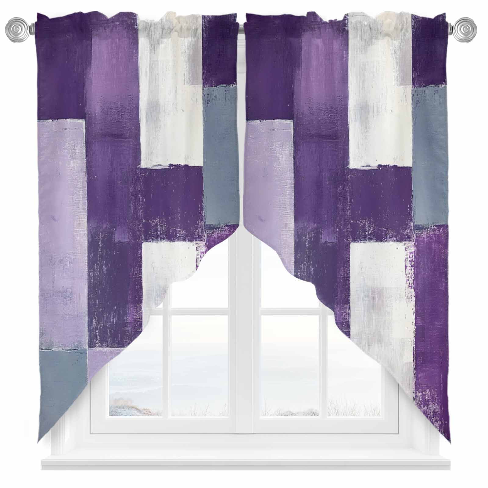 Abstract Purple Swag Valances for Windows 2 Pack Gray Gradient Graffiti ...