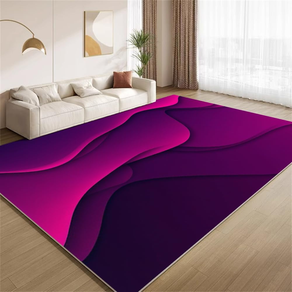 Abstract Purple Texture Rug 3x5 Small Area Rugs Fluid Wave Stripes Rugs ...