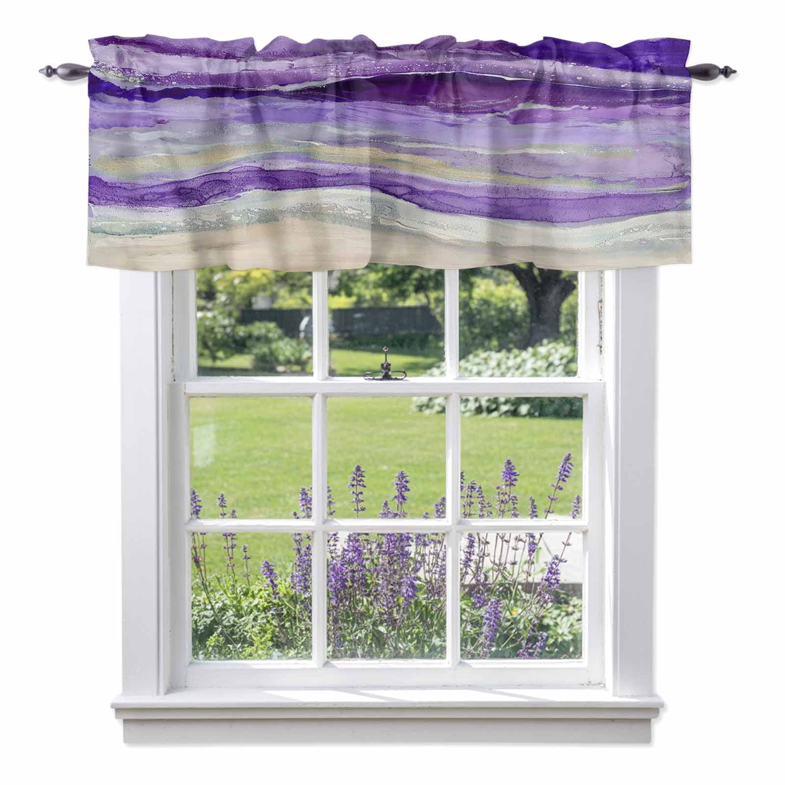 Abstract Purple Valances for Windows, Gradient Beach Ocean Wave Oil ...