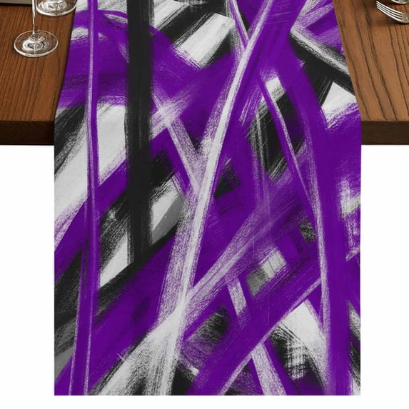 Abstract Purple Waves Burlap Cotton Table Runner 14x72 Inches Long ...
