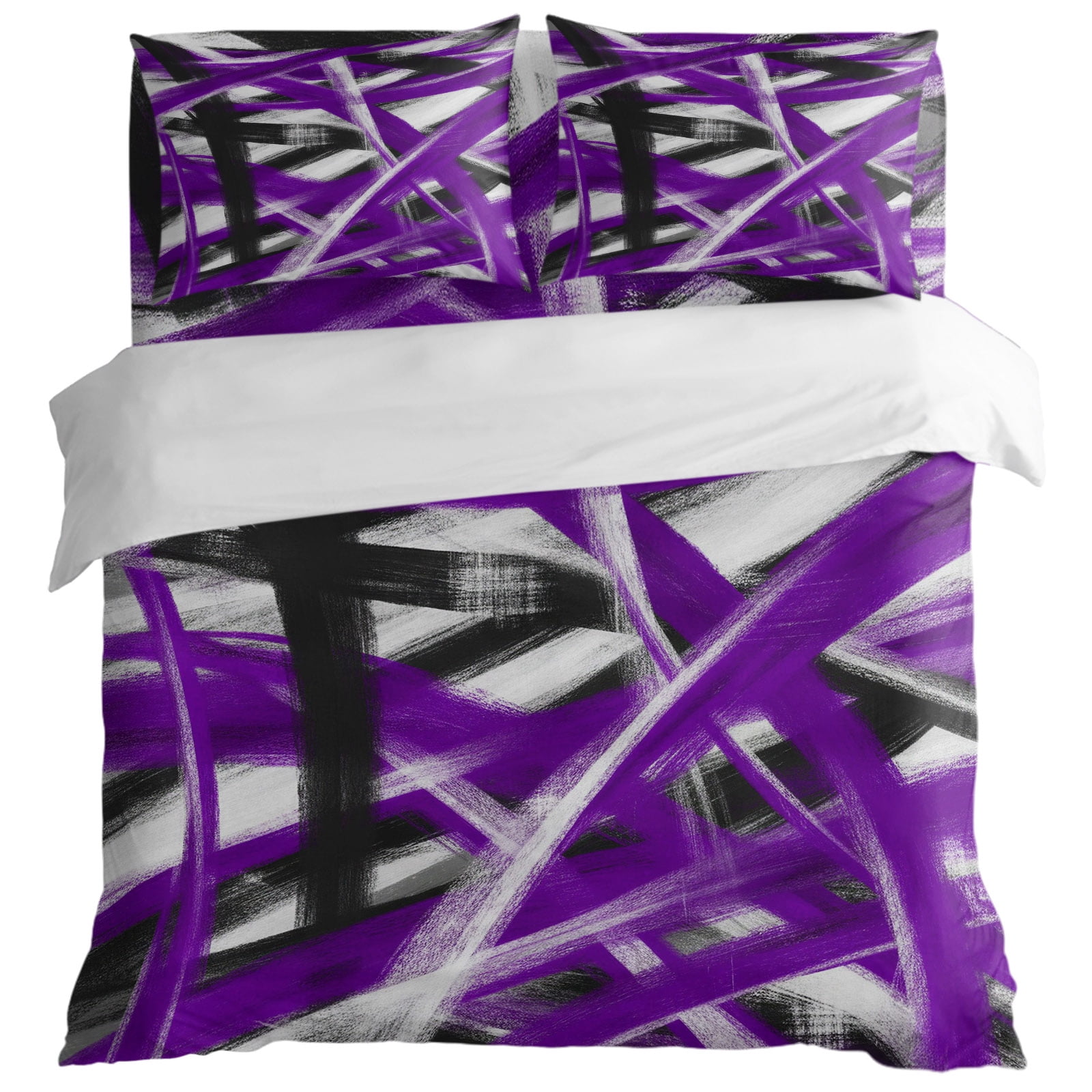 Abstract Purple Waves Duvet Cover Set California King Size, Minimalist ...